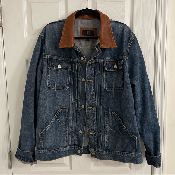 Frye | Jackets & Coats | Frye Otis Trucker Jean Denim Jacket With ...